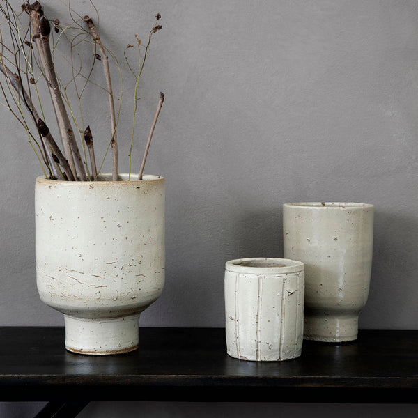 Stoneware Flowerpot or Utensil Pot - Rustic Beige – Greige Lifestyle