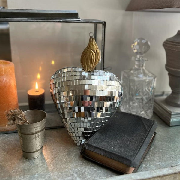 Disco Ball Faceted Mirror Heart Ornament - Large - Boncoeurs – Greige ...