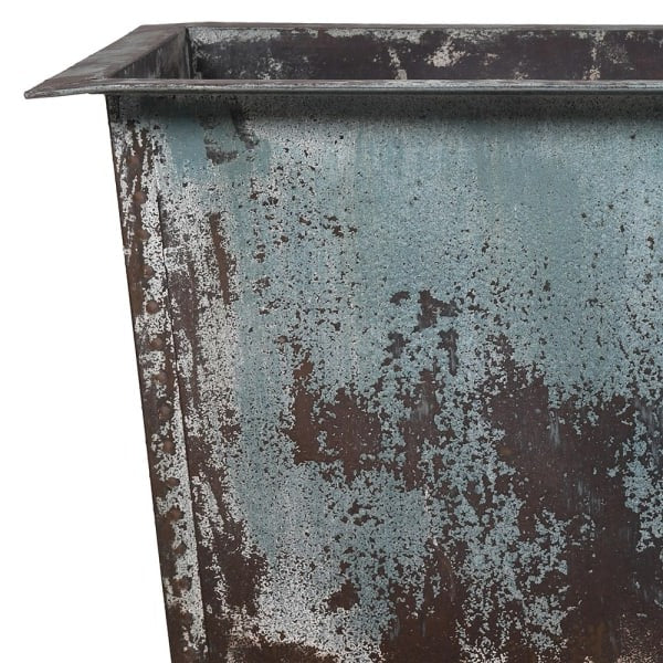 Rustic Verdigris Studded Iron Trough Planter