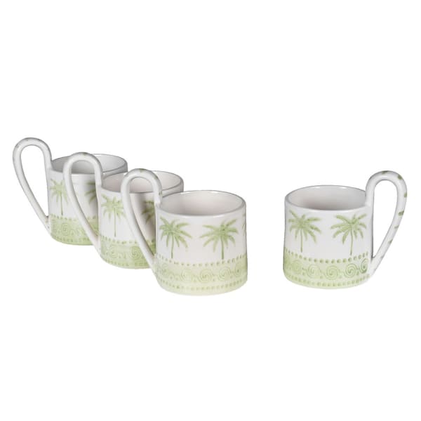 Green Palm Tree Mug - Set of Four