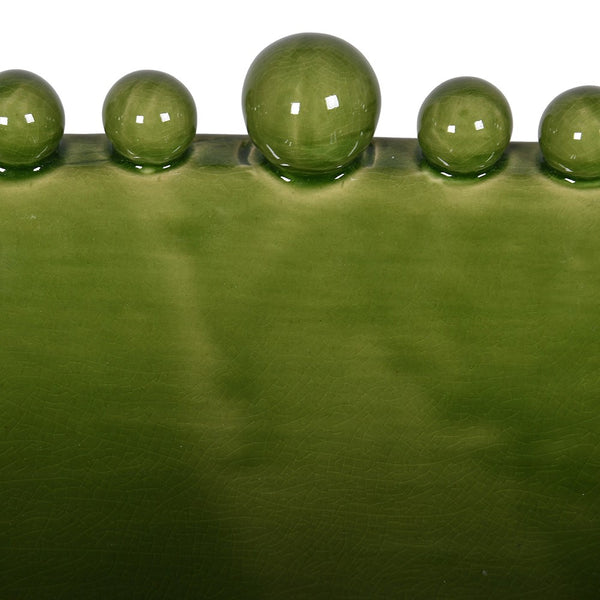 Large Green Oval Ceramic Bowl with Bobbles on Rim – Greige Lifestyle