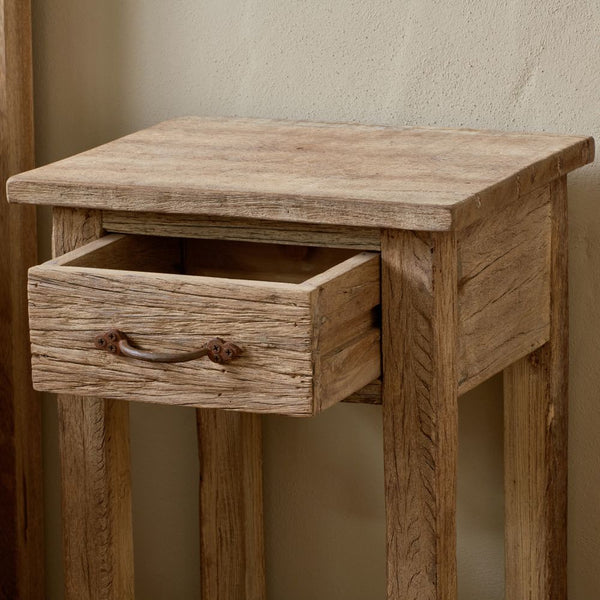 Rustic Reclaimed Wood Bedside Table – Greige Lifestyle