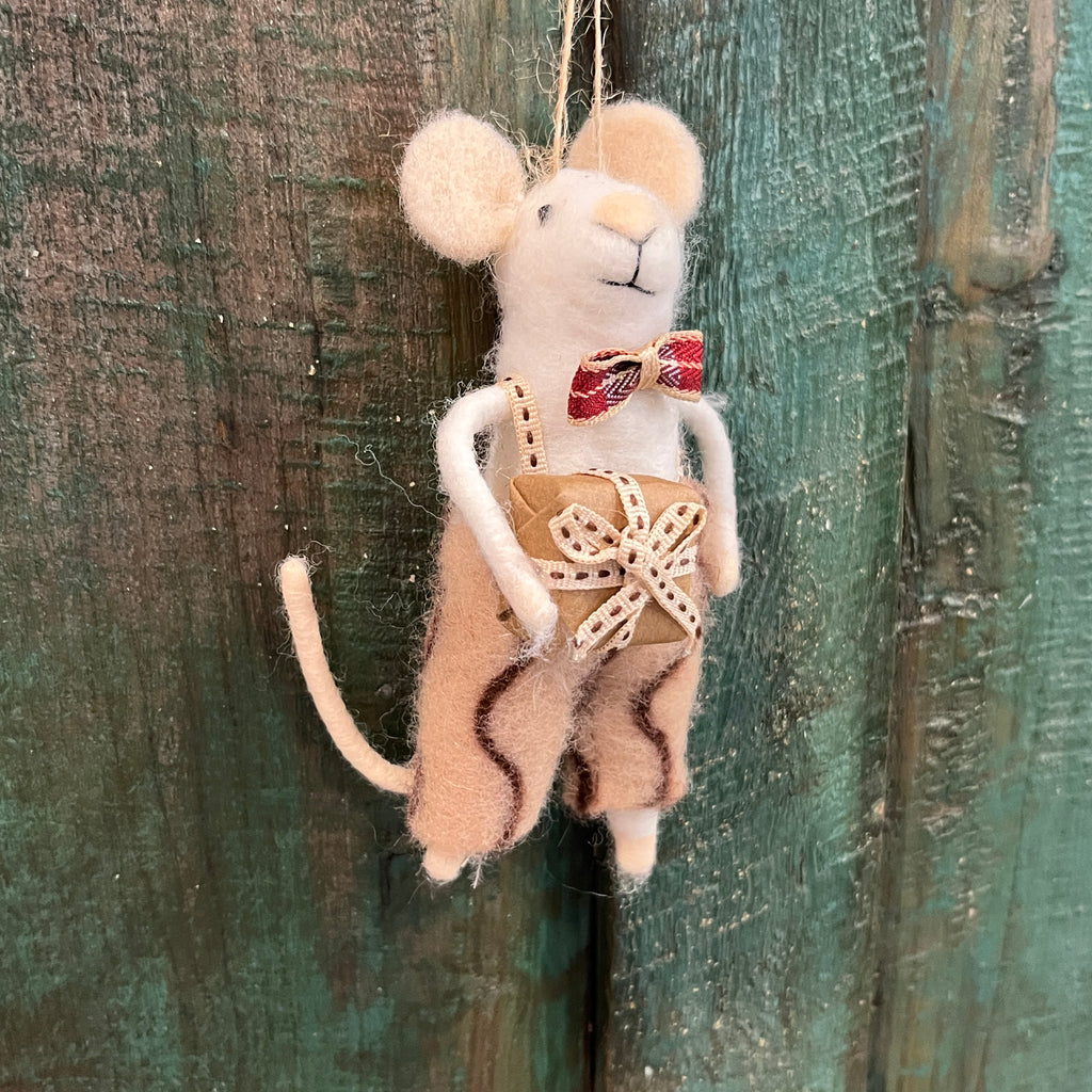 White Mice Felt Decorations - Pair - Red Jacket – Greige Lifestyle