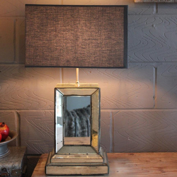 Stunning Bevelled Mirror Lamp Base - Oxidised Antiqued Finish – Greige ...