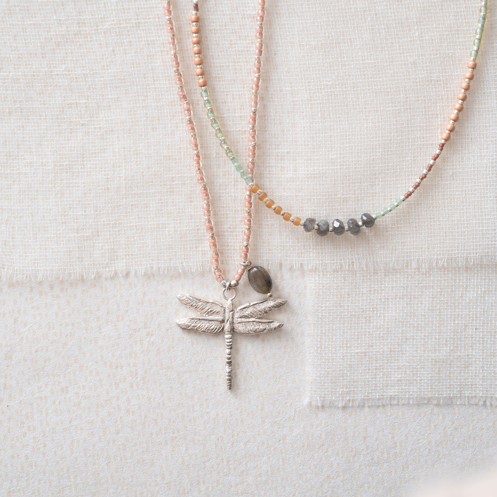 Fantasy Labradorite Dragonfly Silver Coloured Necklace - A Beautiful S ...