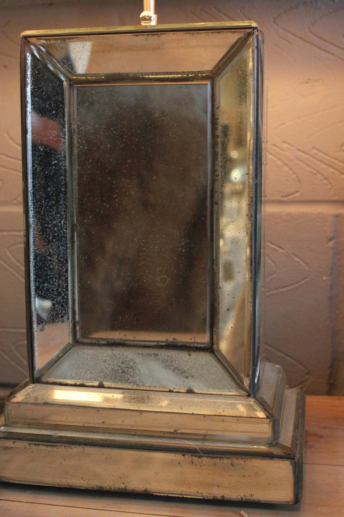 Stunning Bevelled Mirror Lamp Base - Oxidised Antiqued Finish – Greige ...