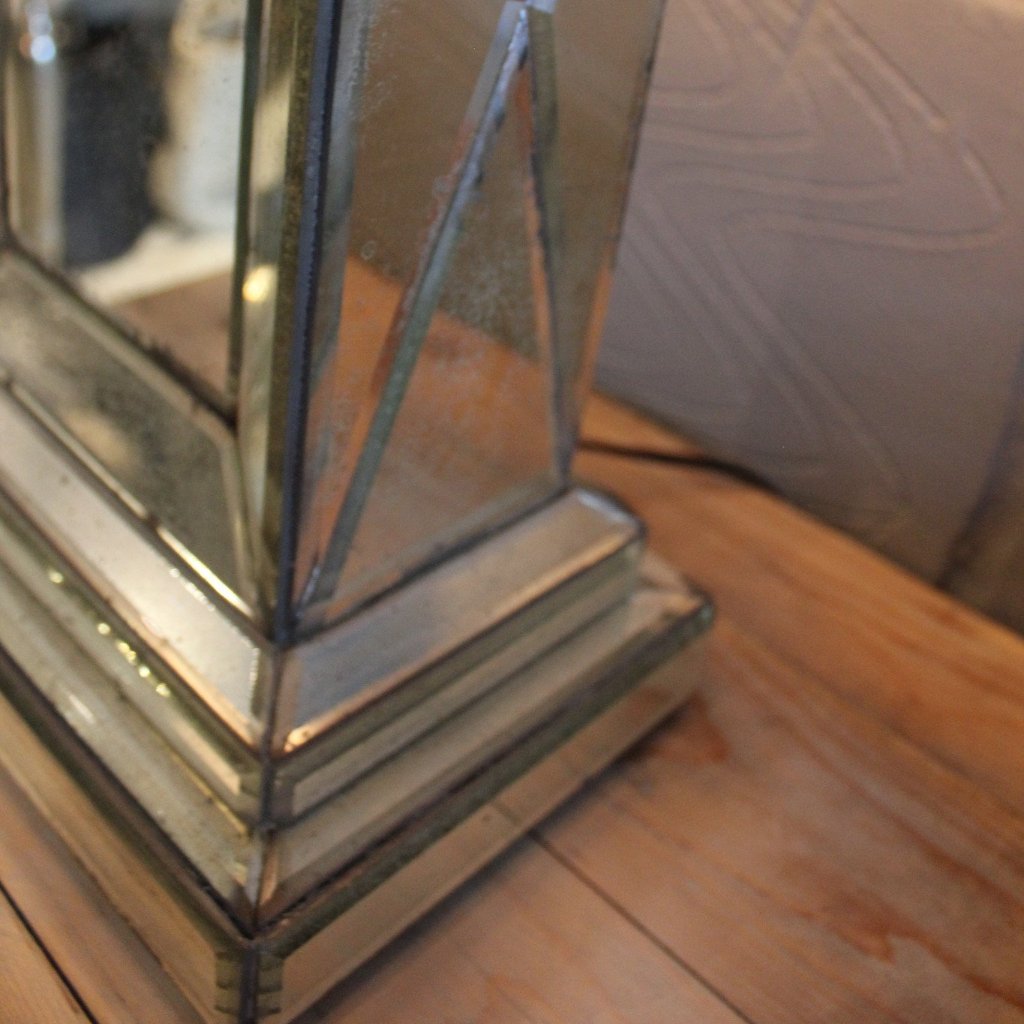 Stunning Bevelled Mirror Lamp Base - Oxidised Antiqued Finish – Greige ...