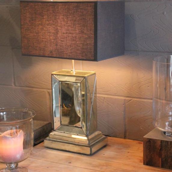 Stunning Bevelled Mirror Lamp Base - Oxidised Antiqued Finish – Greige ...