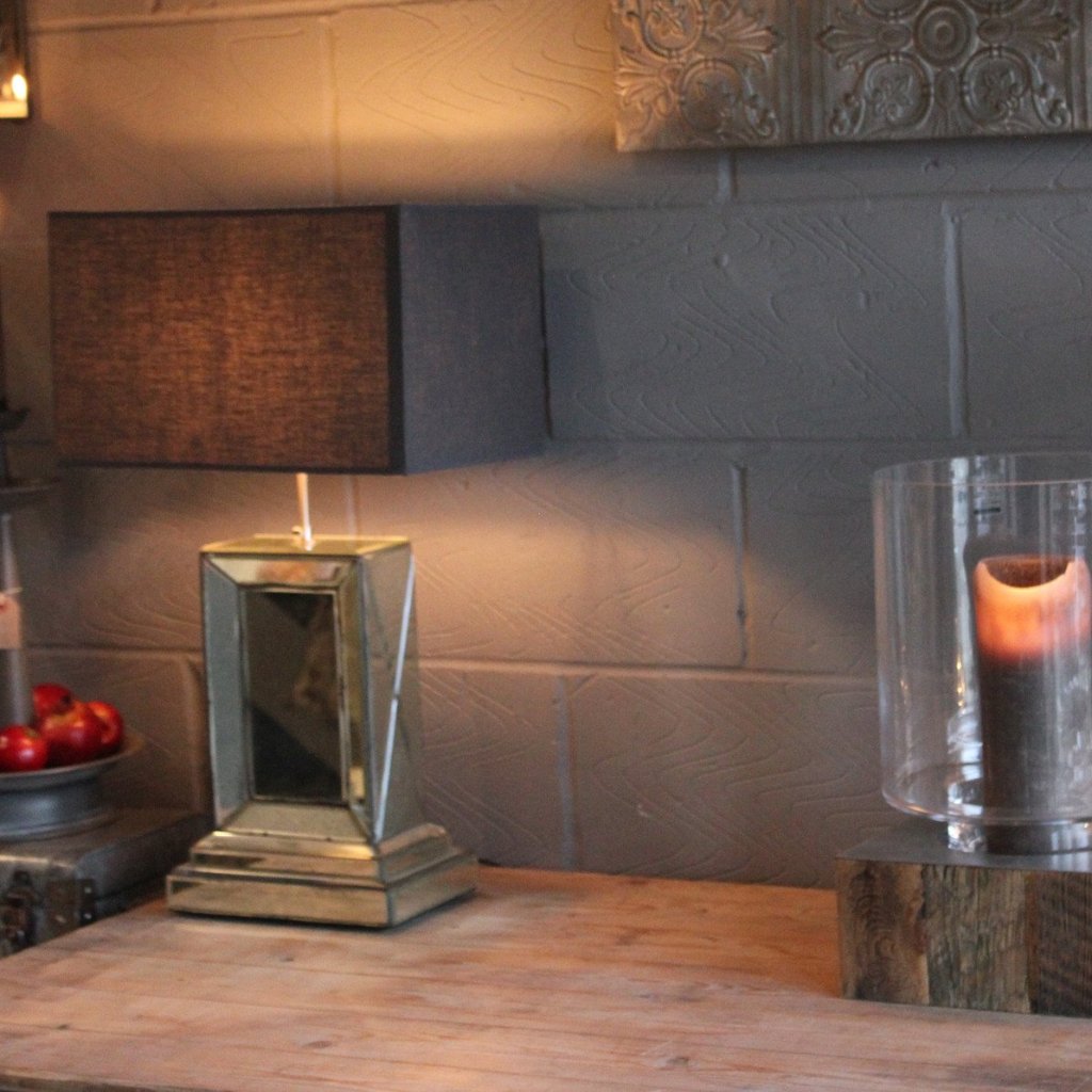 Stunning Bevelled Mirror Lamp Base - Oxidised Antiqued Finish – Greige ...