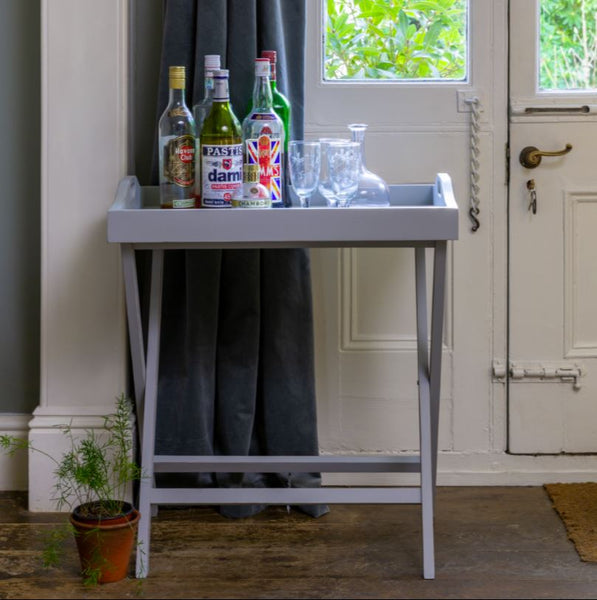 Folding Butler Tray Table - Distressed Grey – Greige Lifestyle