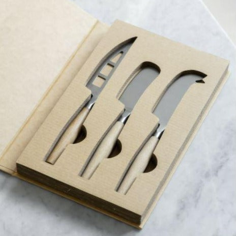 Boxed Set of Three Cheese Knives with Oak Handles – Greige Lifestyle