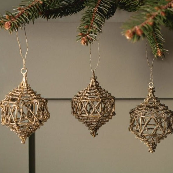 Beaded Brass Wire Baubles - Set of Three – Greige Lifestyle
