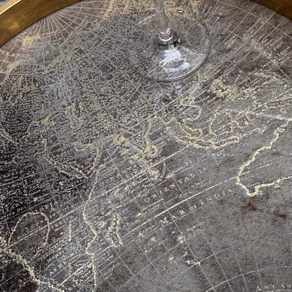 Round Gold World Map Mirrored Tray – Greige Lifestyle